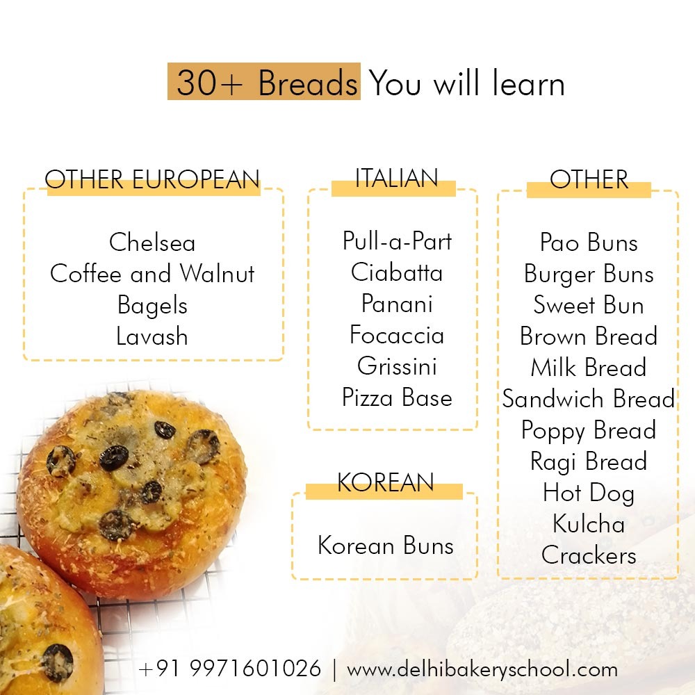 Learn Professional 25+ Bread Courses - Delhi Bakery School